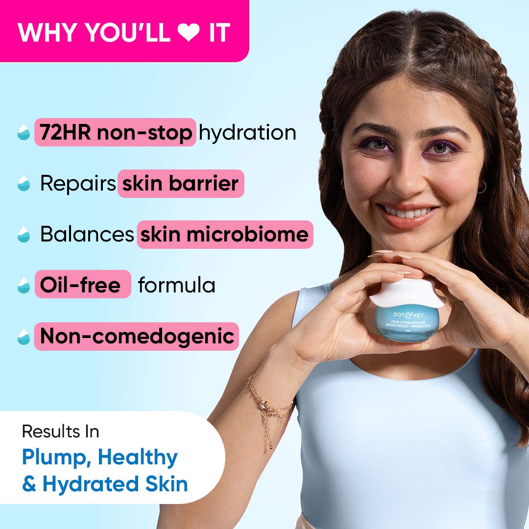 72 HR Probiotic Hydrating Gel Moisturizer with Hyaluronic acid – Dot & Key