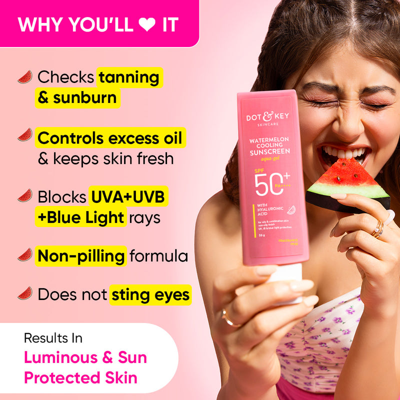 Watermelon Cooling Hyaluronic Sunscreen SPF 50+, PA++++ – Dot & Key