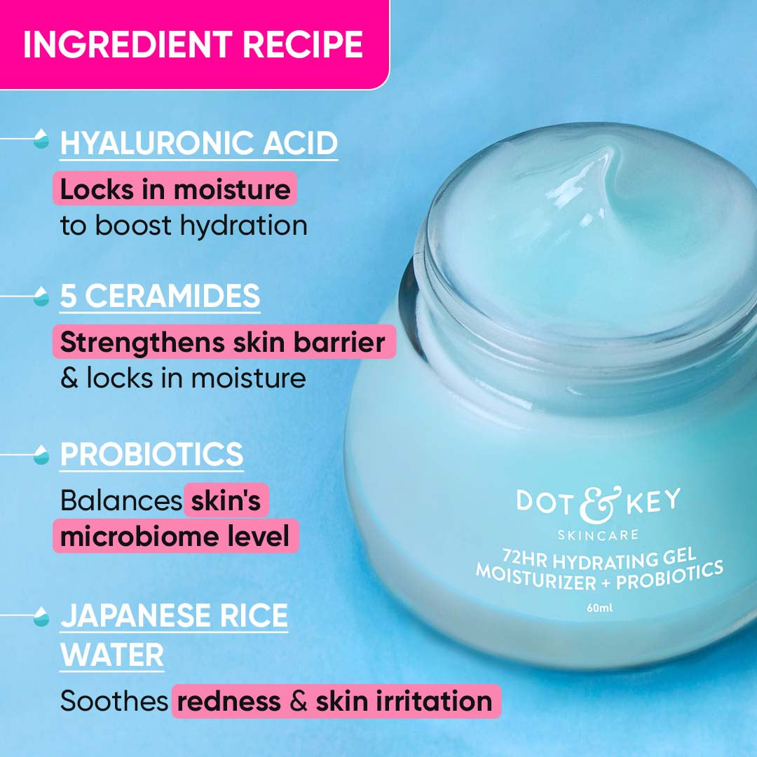 72 Hrs Hydrating Gel Moisturizer + Probiotics by Dot & Key